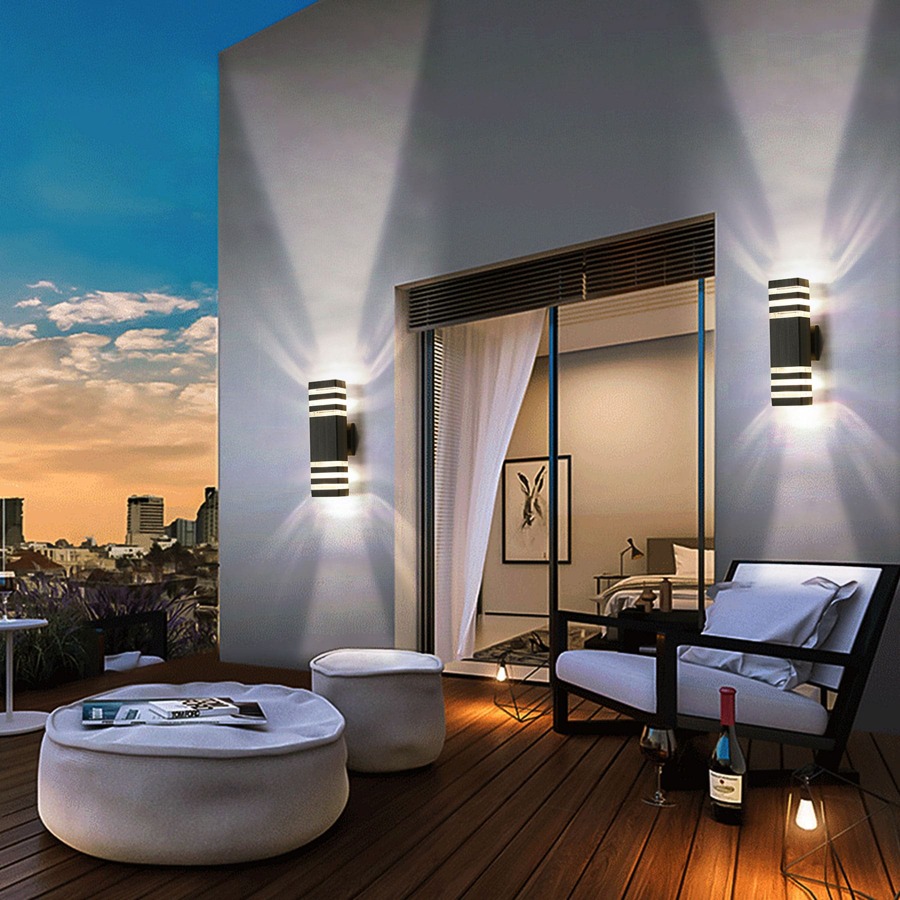 Outdoor Wall Lights Modern Exterior Light Fixture, 2-layer Black ...