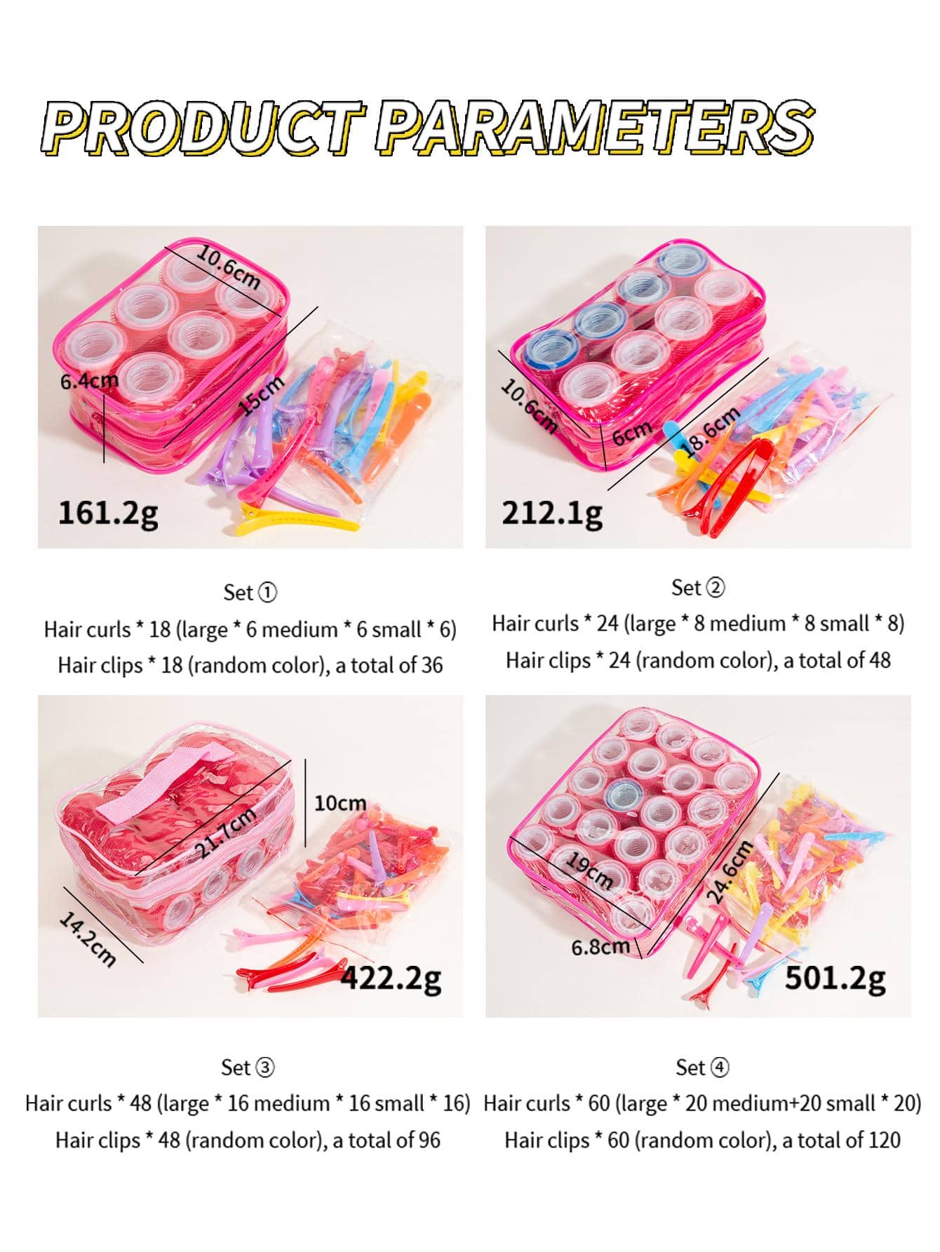 Hair Curler Set For Home Use With Hook And Loop Bangs Hair Rollers ...