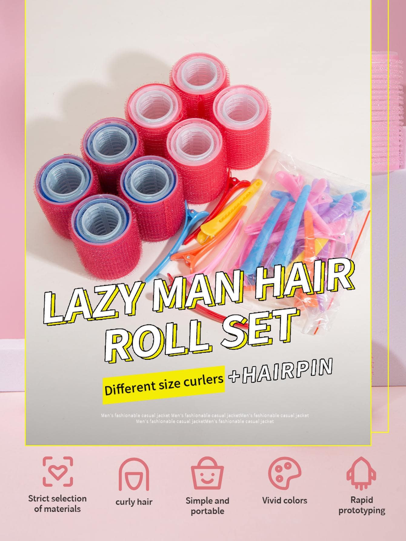 Hair Curler Set For Home Use With Hook And Loop Bangs Hair Rollers ...