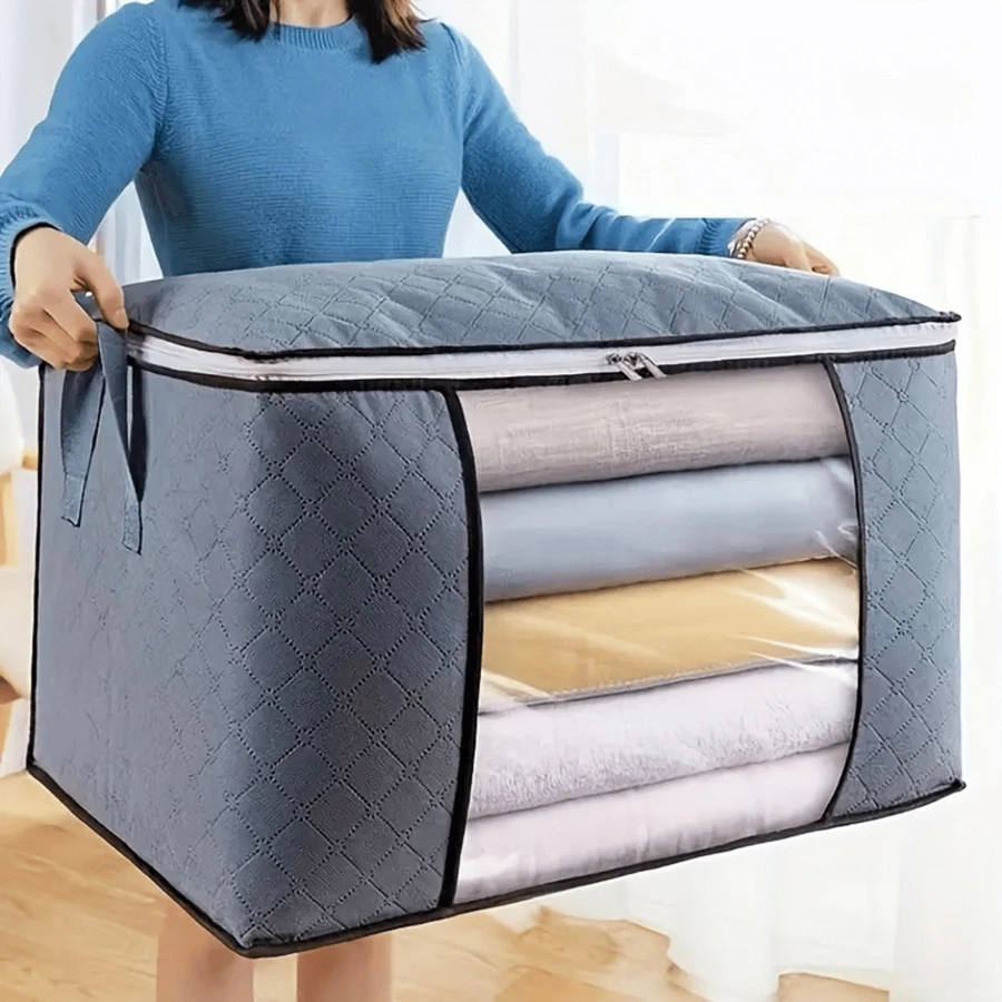 Large Clothes Storage Bag, Clothes Organizer With Handle & Clear Window ...