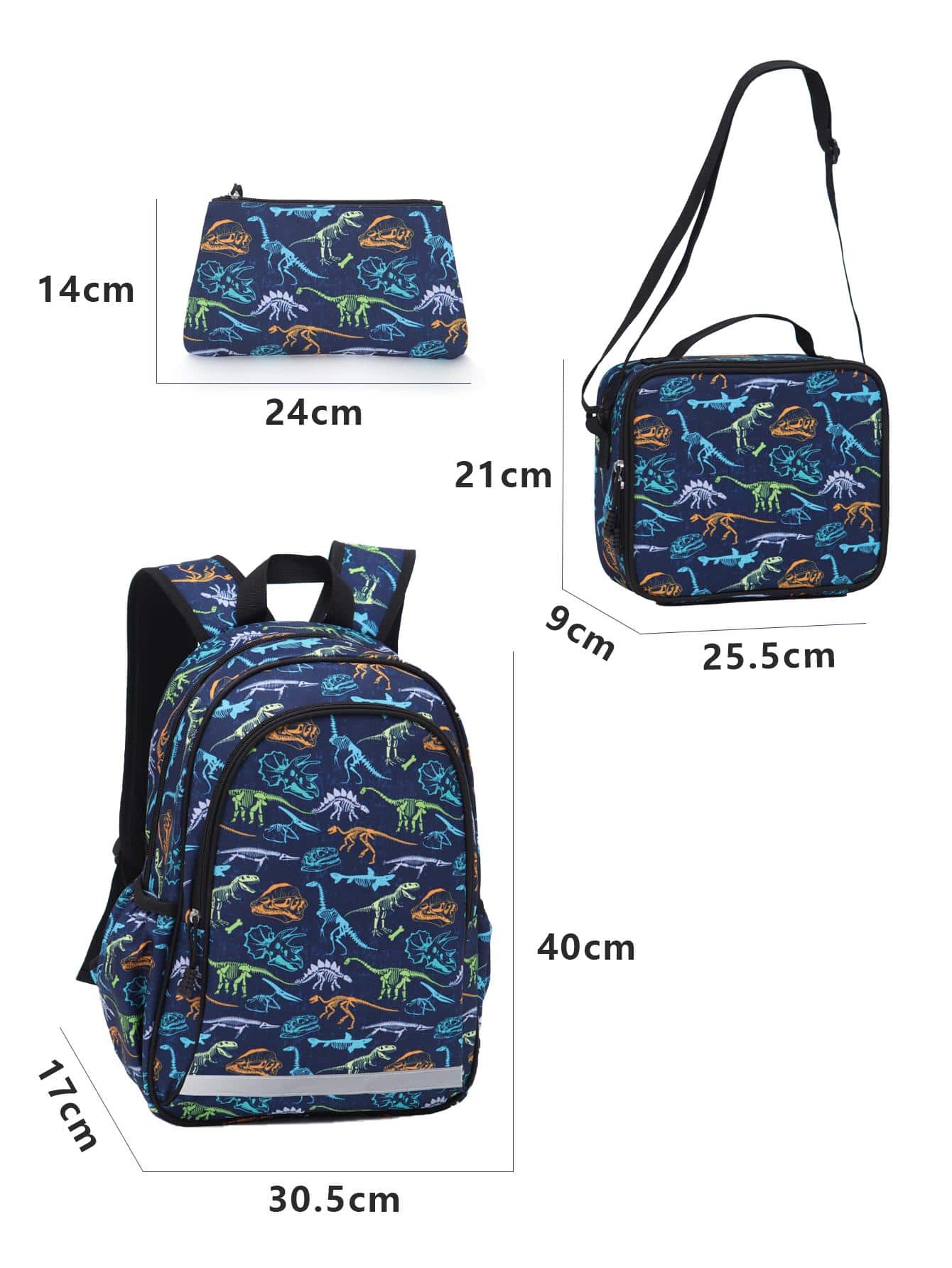 15.75in/40cm 3pcs/set Kids Lightweight Backpack, Lunch Box, Pencil Case ...