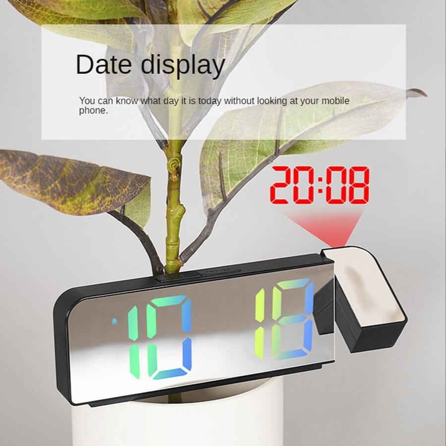 180° Rotation Projection Alarm Clock 12/24H LED Digital Clock USB ...