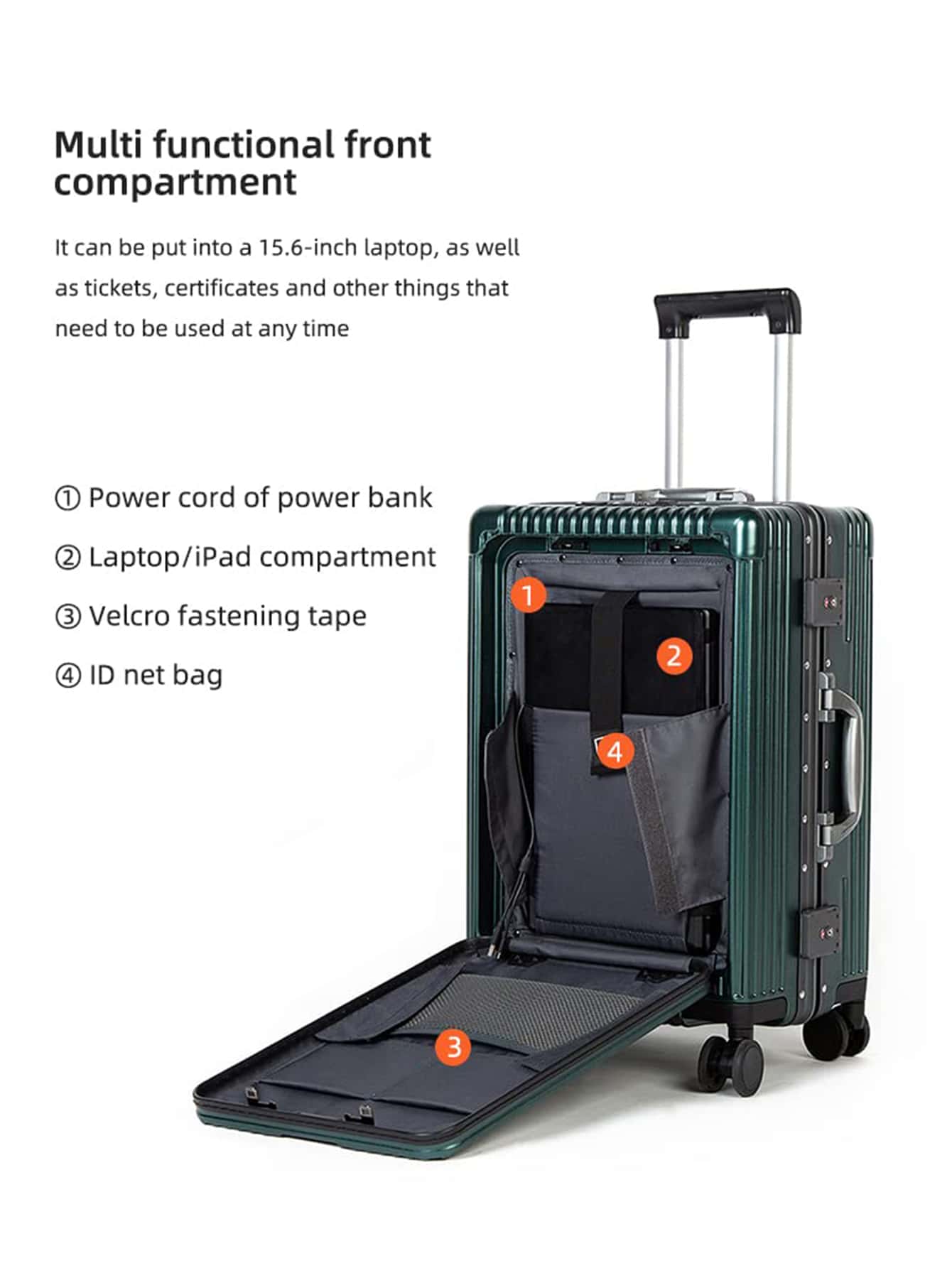 20'' Carry-On Luggage With Front-Loading Compartment, Business ...