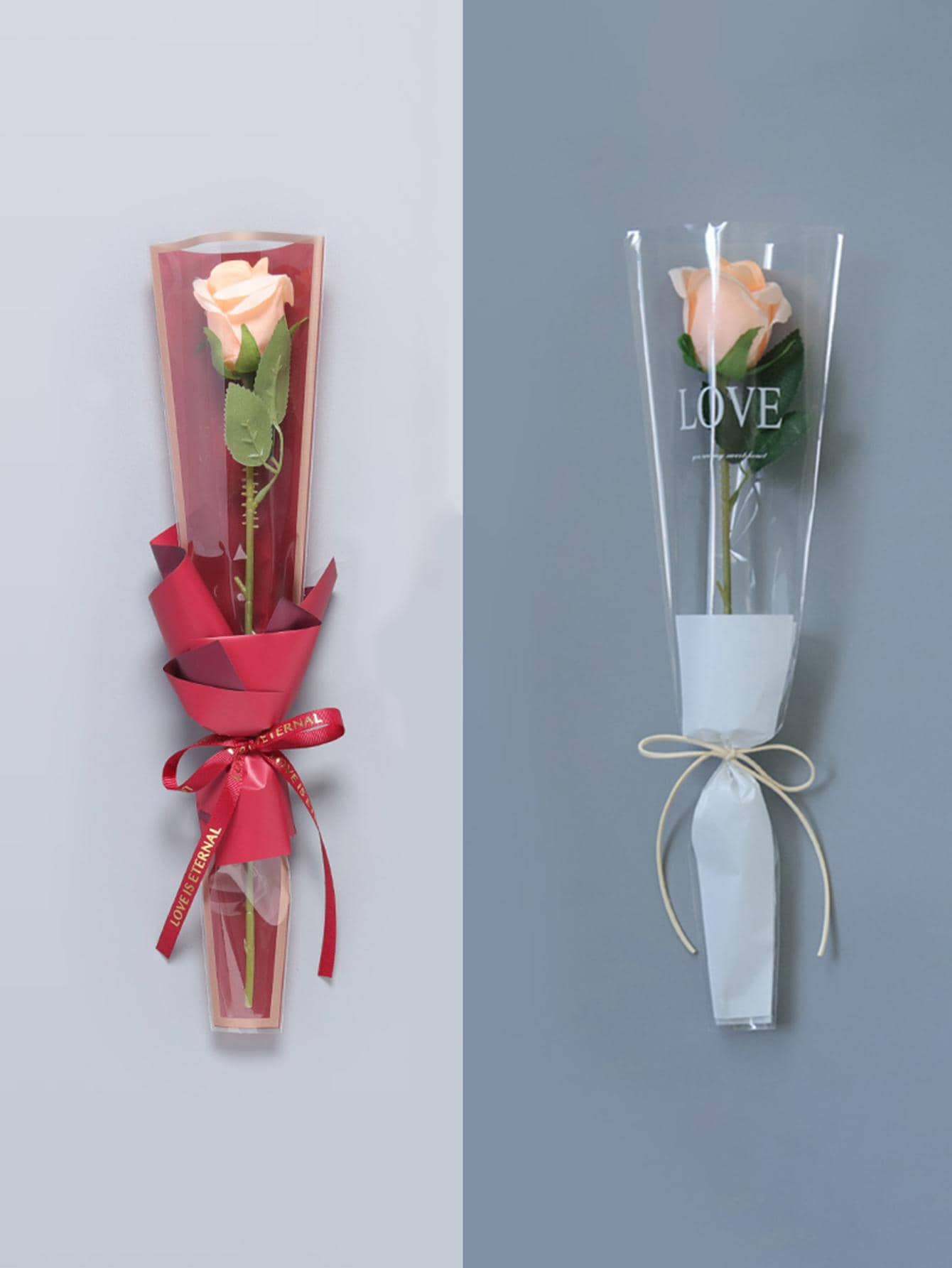 10pcs/set Transparent single bouquet packaging bag rose waterproof ...