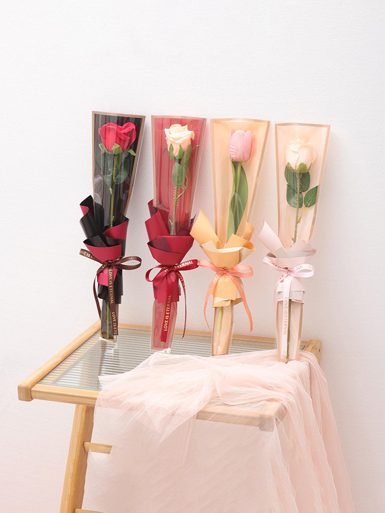 10pcs/set Transparent single bouquet packaging bag rose waterproof ...