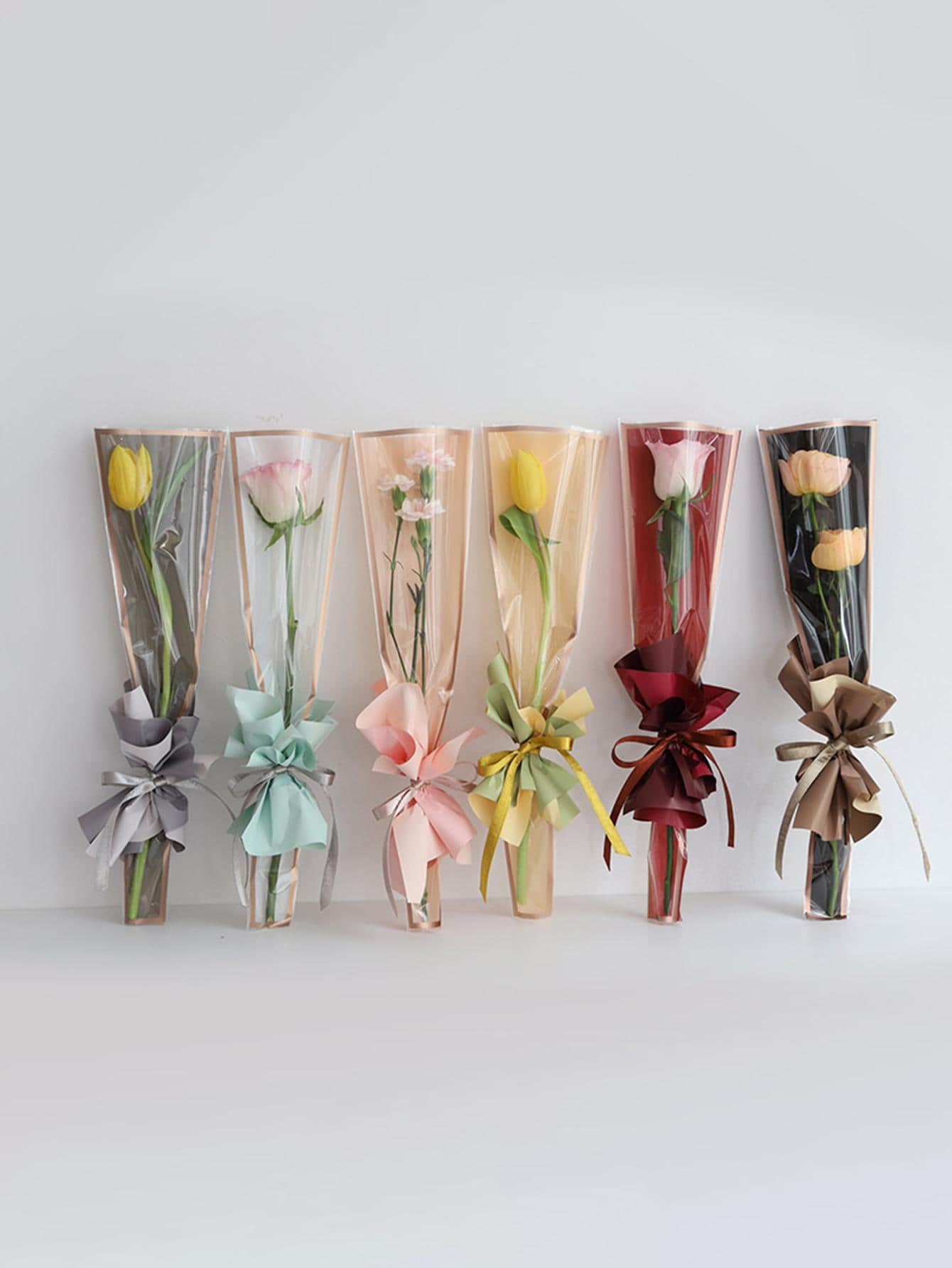 10pcs/set Transparent single bouquet packaging bag rose waterproof ...