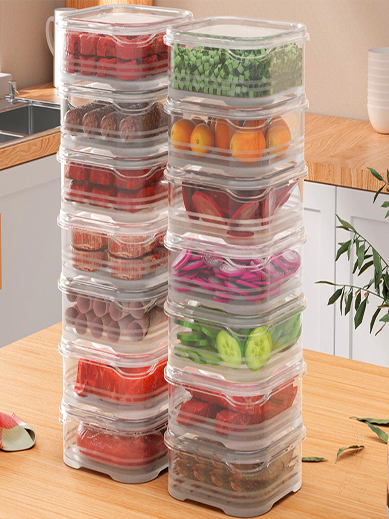 14 Packs Stackable Refrigerator Organizer Bins with Lids , Fridge ...