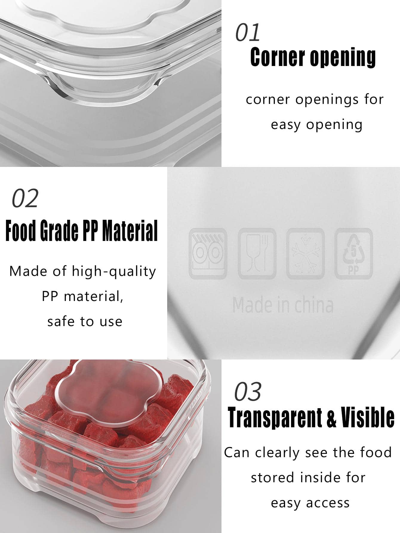 14 Packs Stackable Refrigerator Organizer Bins with Lids , Fridge ...