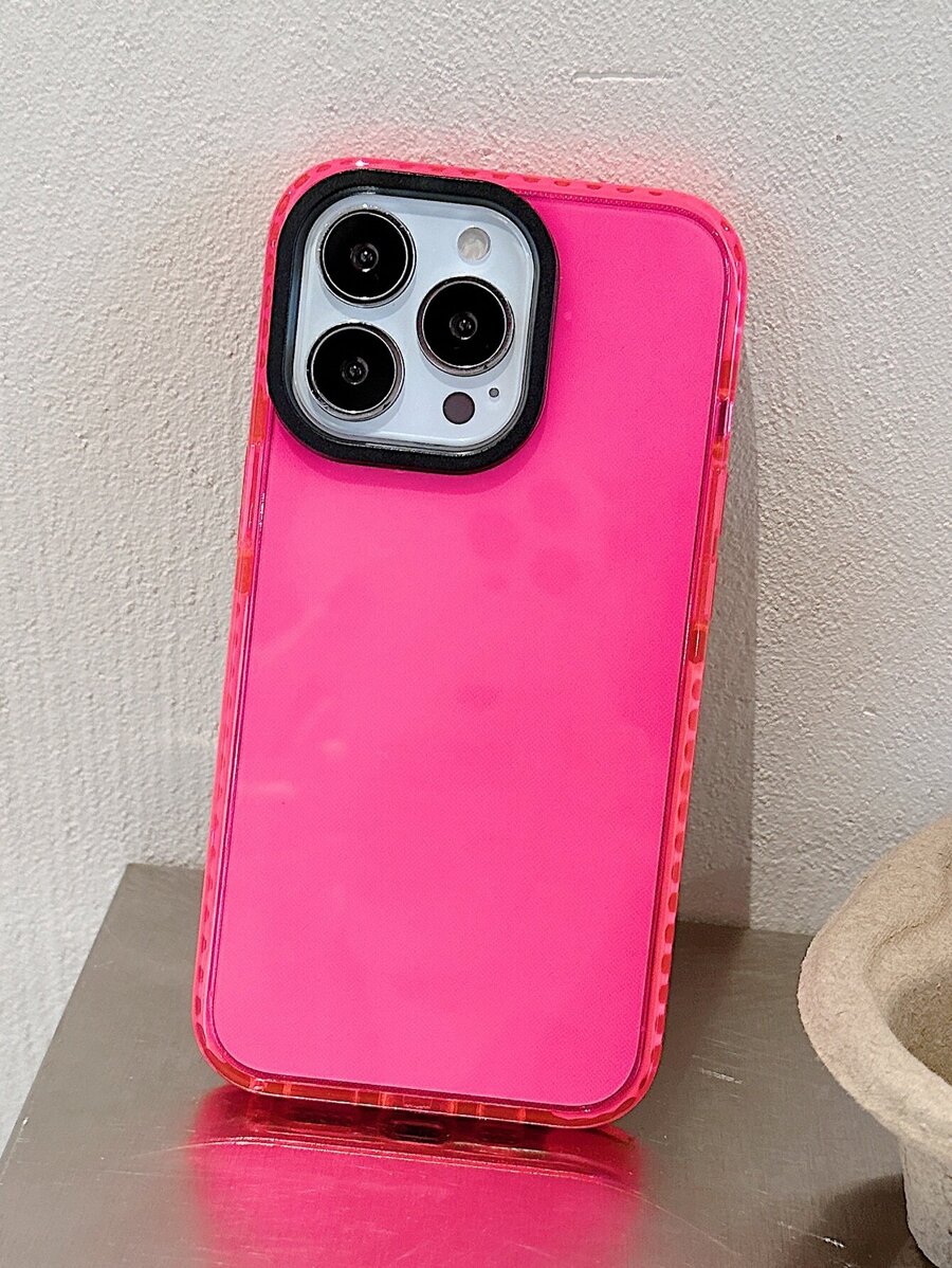 Apple Hot Pink Basic Phone Cases 1pc Red Shockproof Transparent Phone Case Compatible With ...