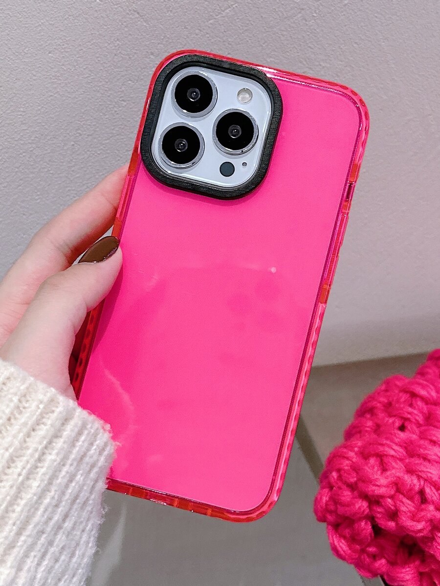 Apple Hot Pink Basic Phone Cases 1pc Red Shockproof Transparent Phone ...