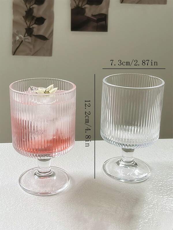 1pc Vertical Stripe Glass Juice Cup/ice Cream Yogurt Dessert Tall Glass ...