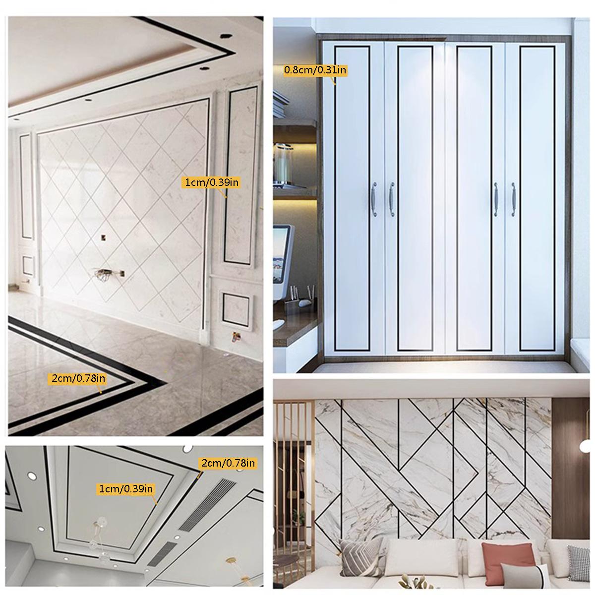 1pc 0.8cm Wide And 20m Long Gold & Black Design Tile Decoration Sticker ...