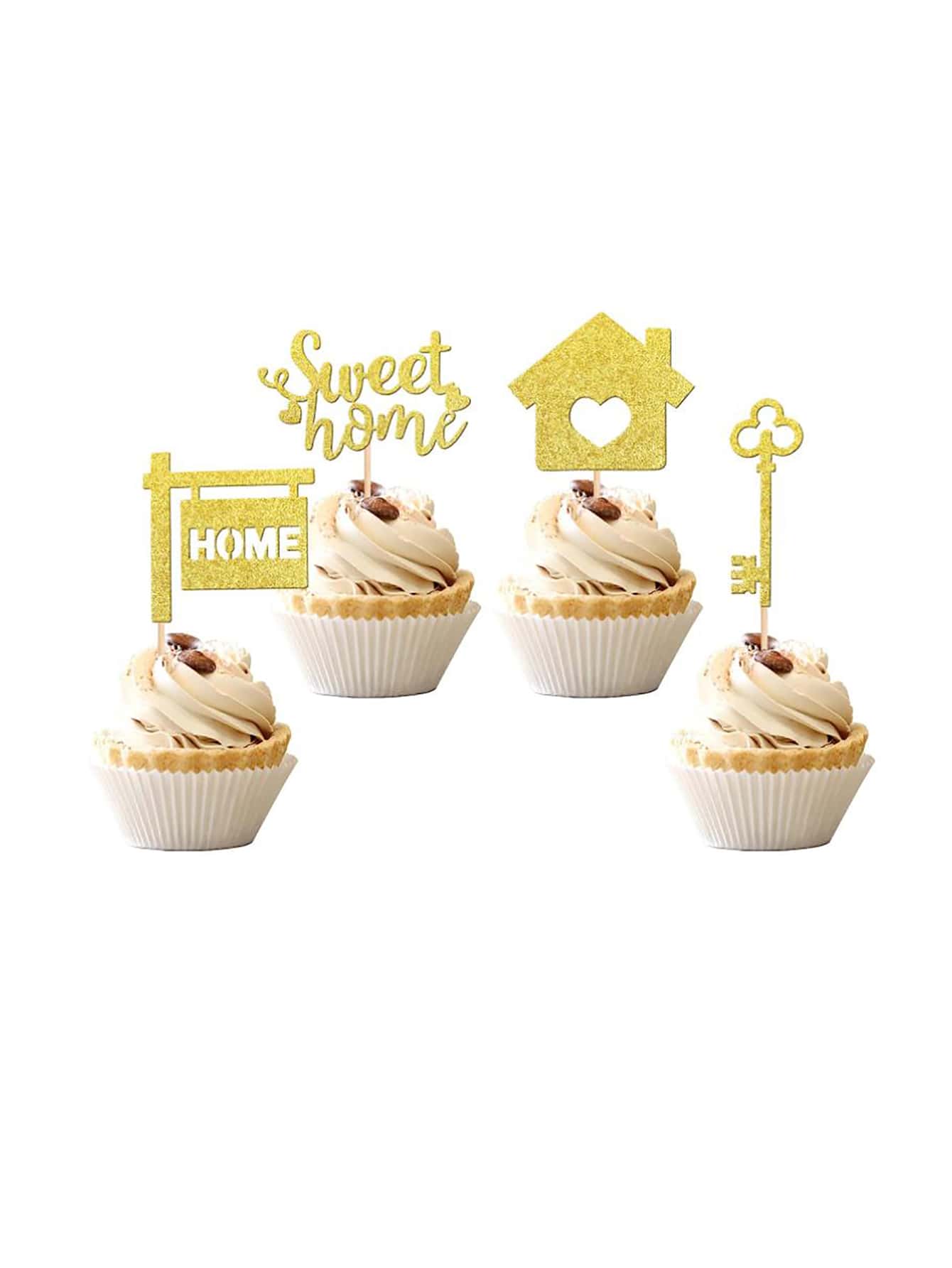 12pcs Sweet Home Cupcake Toppers Gold Glitter key Housewarming Cupcake ...