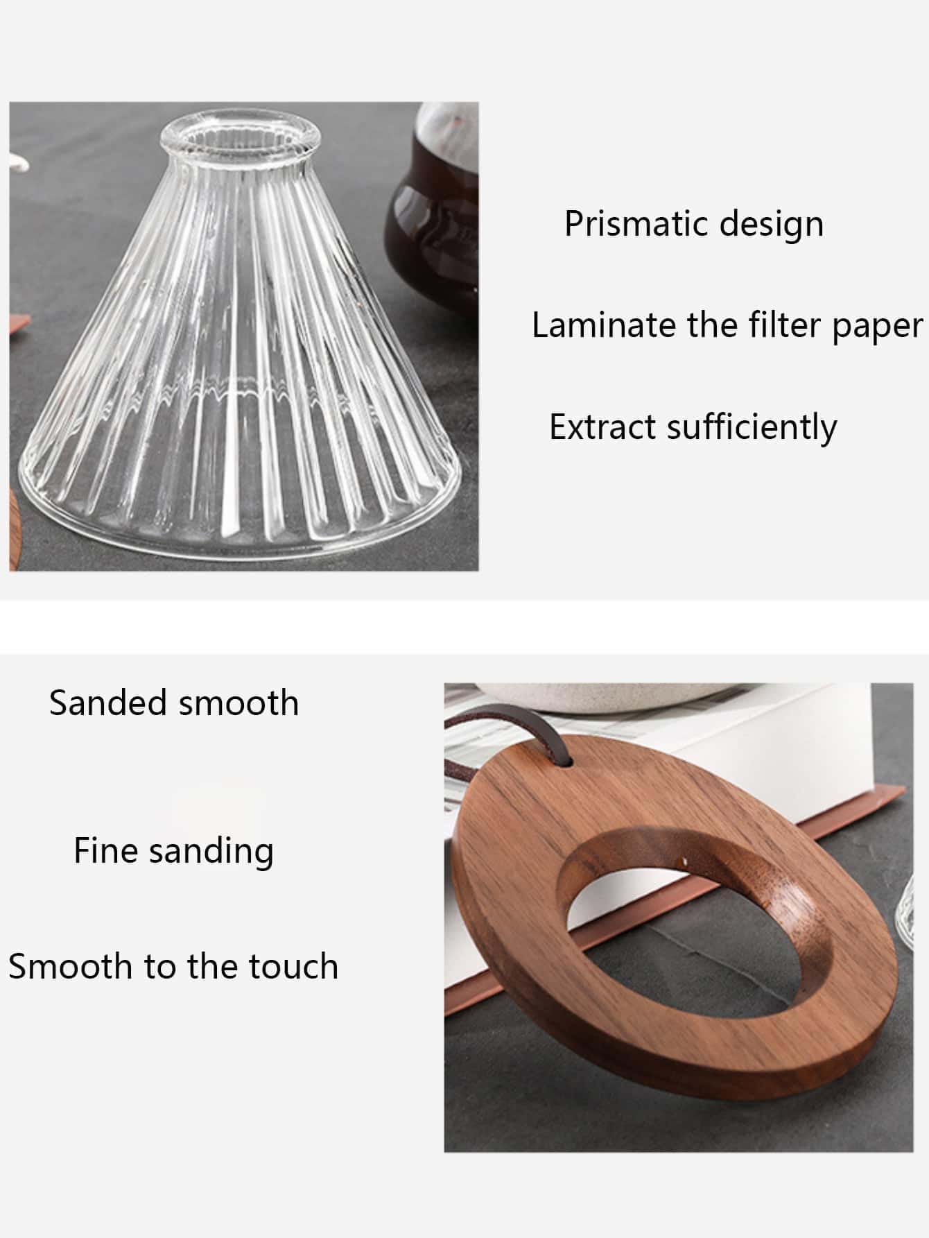Walnut Creative Coffee Filter Glass Coffee Maker Hand-drip Simple ...
