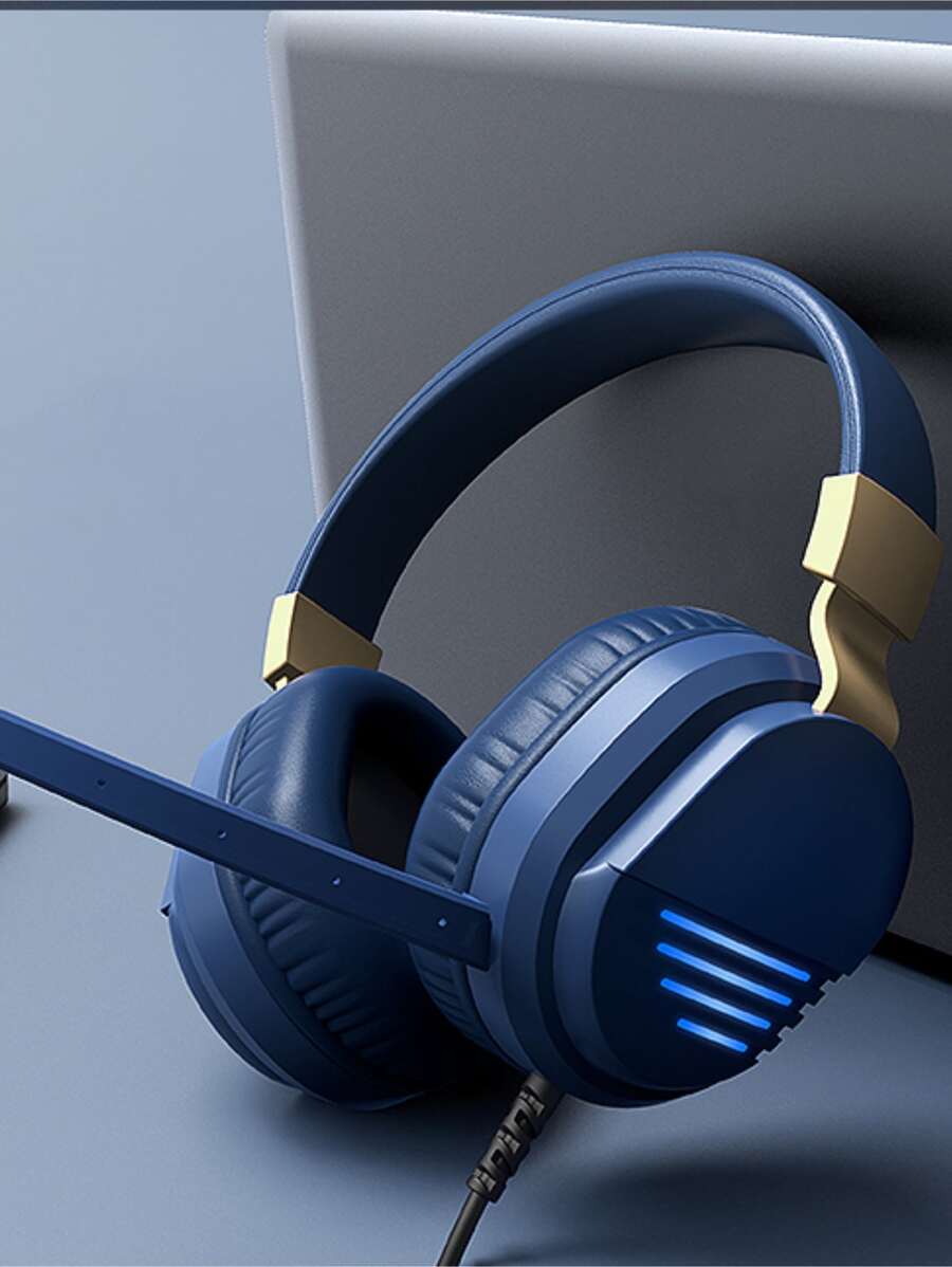 Blue Wired Headset With Microphone Compatible With PS4/PS5/Laptop ...