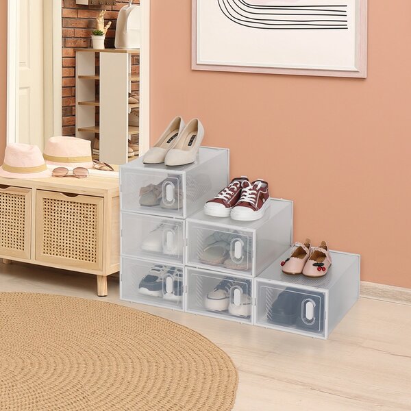Shoe Storage Boxes 6 Pack Clear Plastic Stackable | SHEIN USA
