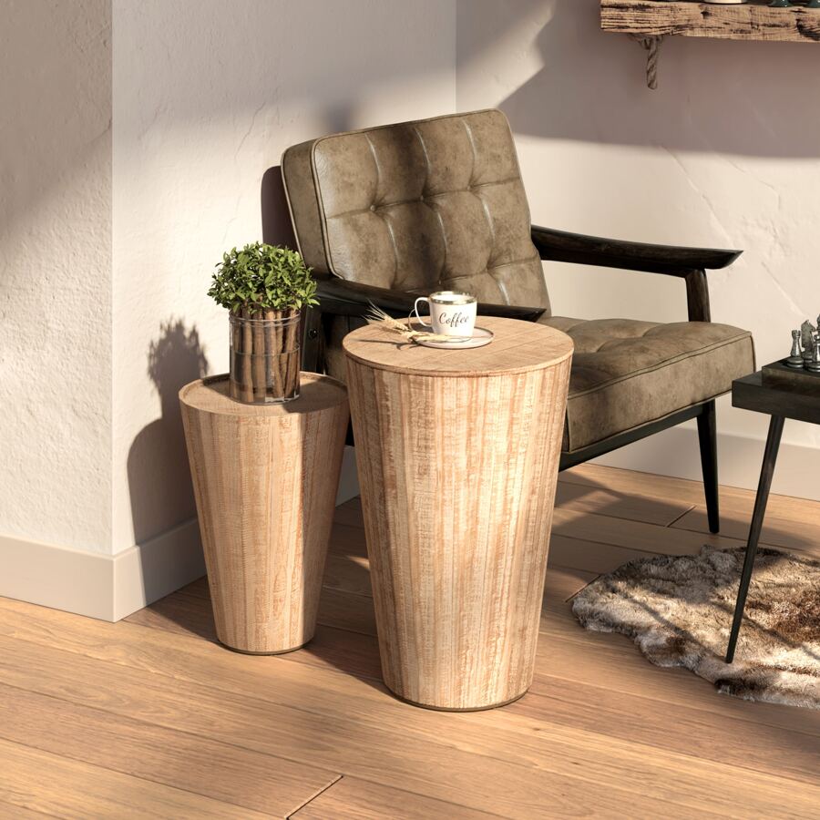 COZAYH Farmhouse Nesting Barrel Side Table, Rustic Space Saving Storage ...