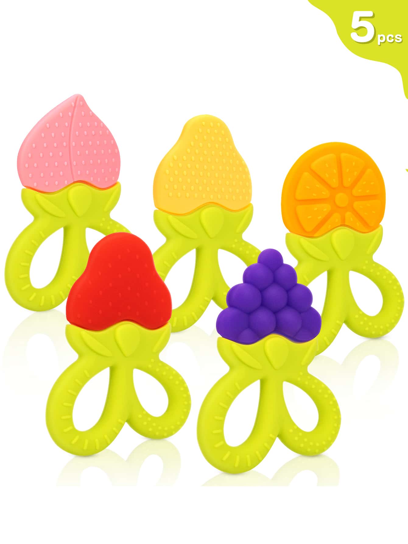 5pcs Silicone Fruit Teether Toys With Storage Box, Suitable For Over 3 ...