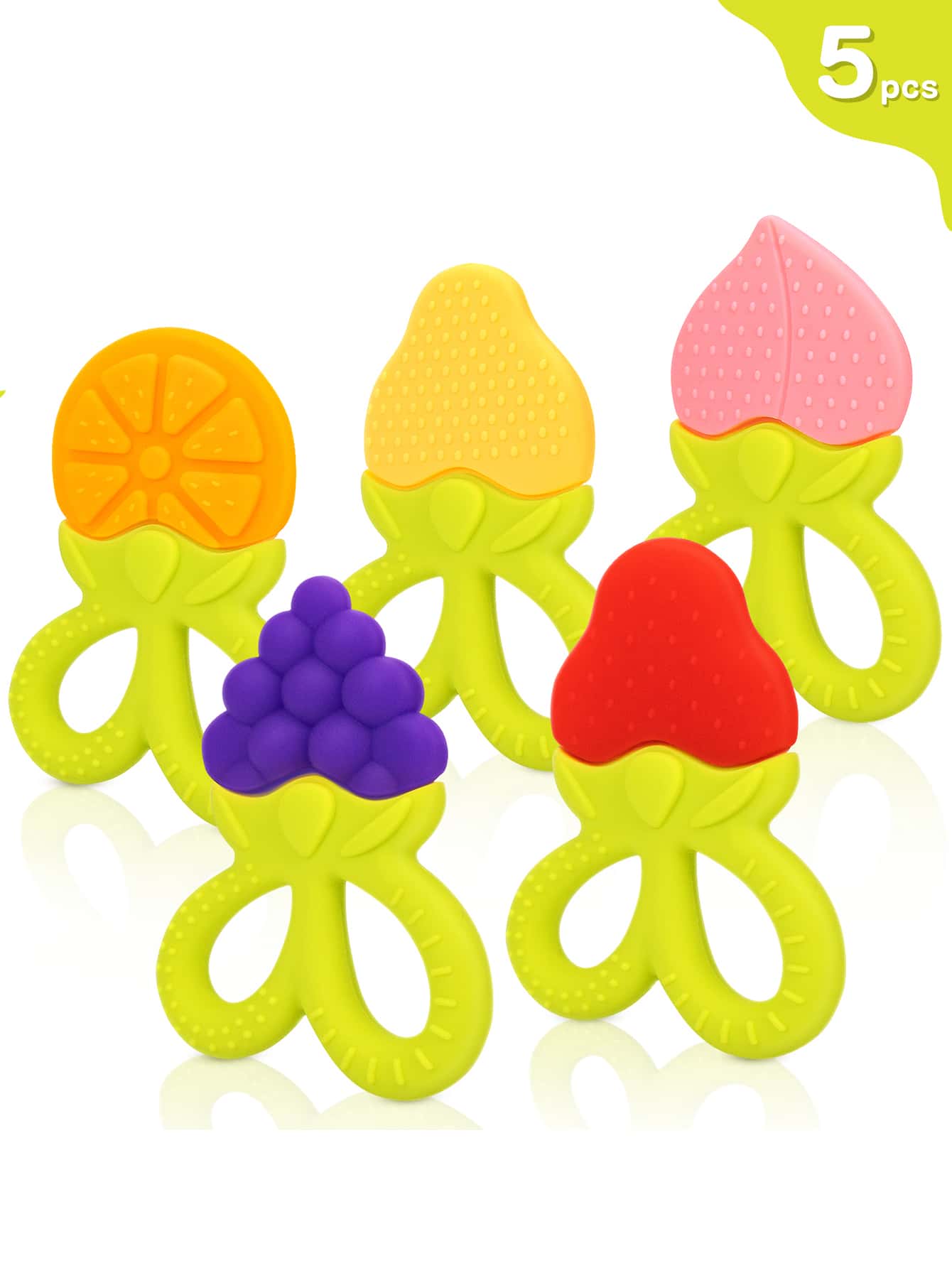 5pcs Silicone Fruit Teether Toys With Storage Box, Suitable For Over 3 ...