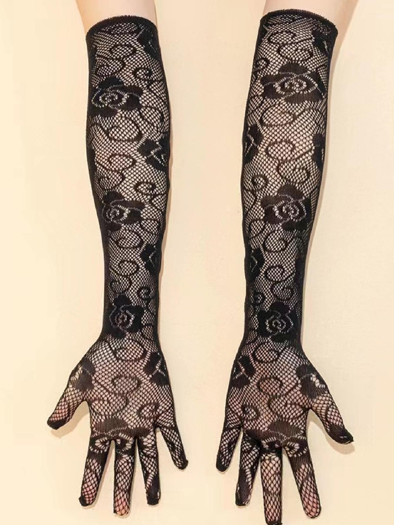 1pc European And American Style Fashionable Netted Gloves, Gothic Style ...