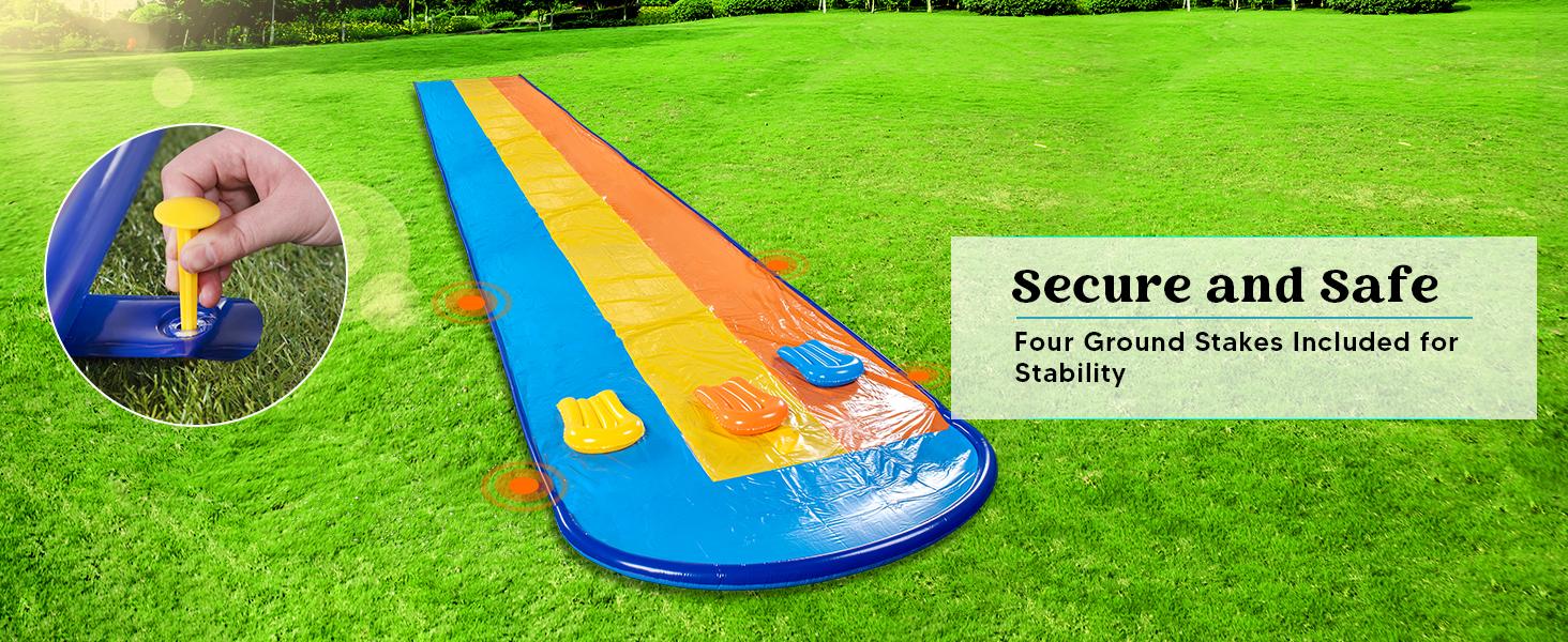 Sloosh 18ft Triple Water Slide And 3 Boogie Boards Backyard Lawn Water