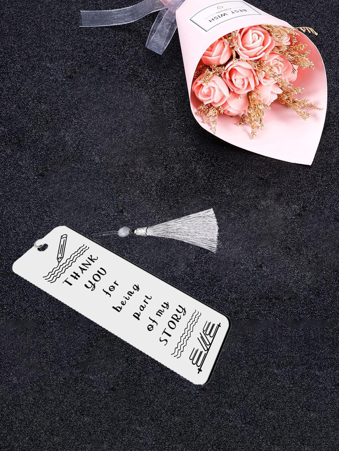 1pc Stainless Steel Tassel Decorated Bookmark | SHEIN USA