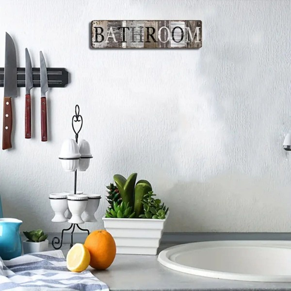 Bathroom Sign Metal Wall Hanging Decorations For Dining Room Kitchen 4 ...