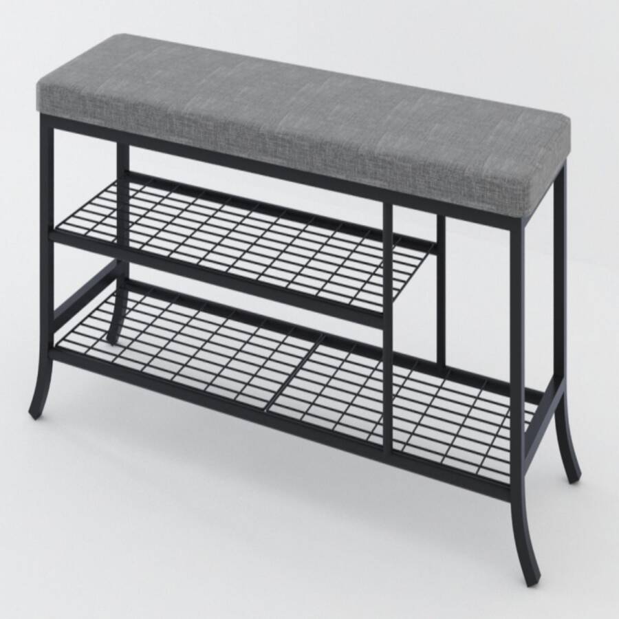 Shoe Rack Bench, 2 Tier Metal Storage Bench, Adjustable Shelf Entryway ...
