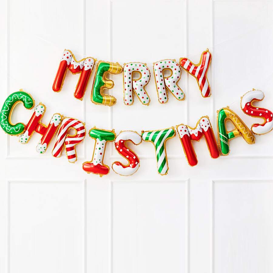 MECRLA 14pcs/Set Candy Colored New Christmas Alphabet Banner Set ...