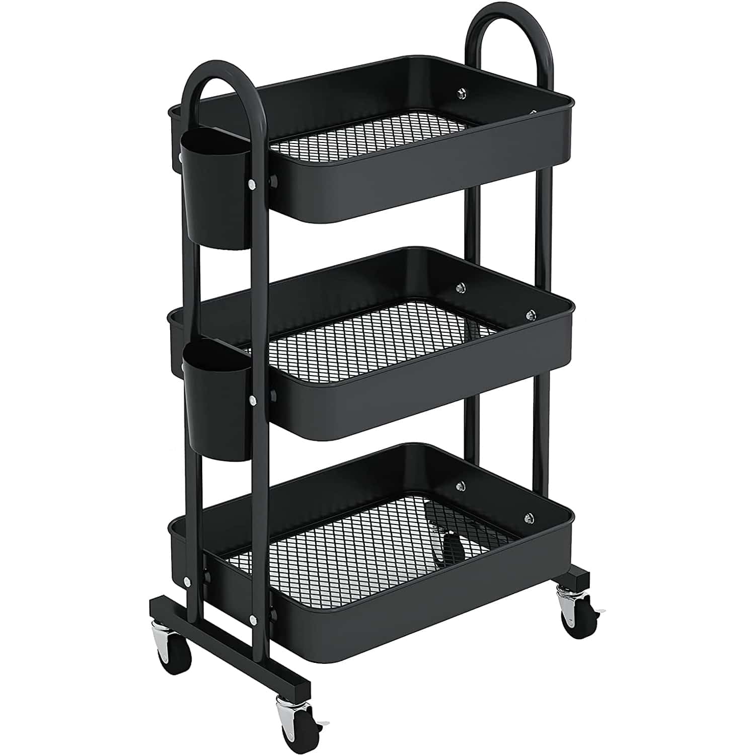 3-Tier Rolling Utility Cart Storage Shelves Multifunction Storage ...