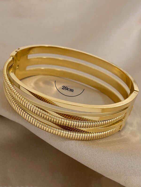 1 PC Layered Stainless Steel Bracelet Bangle For Women Classic Gold ...