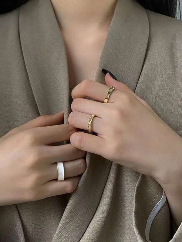 3pcs Ins Retro Fashion Trend Unique Design Vegetarian Ring Three-Piece ...