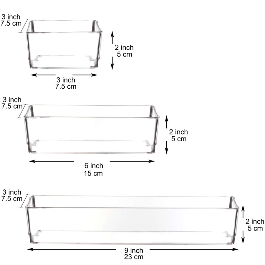 Youngever 8 Pack Clear Plastic Vanity and Desk Drawer Organizers ...