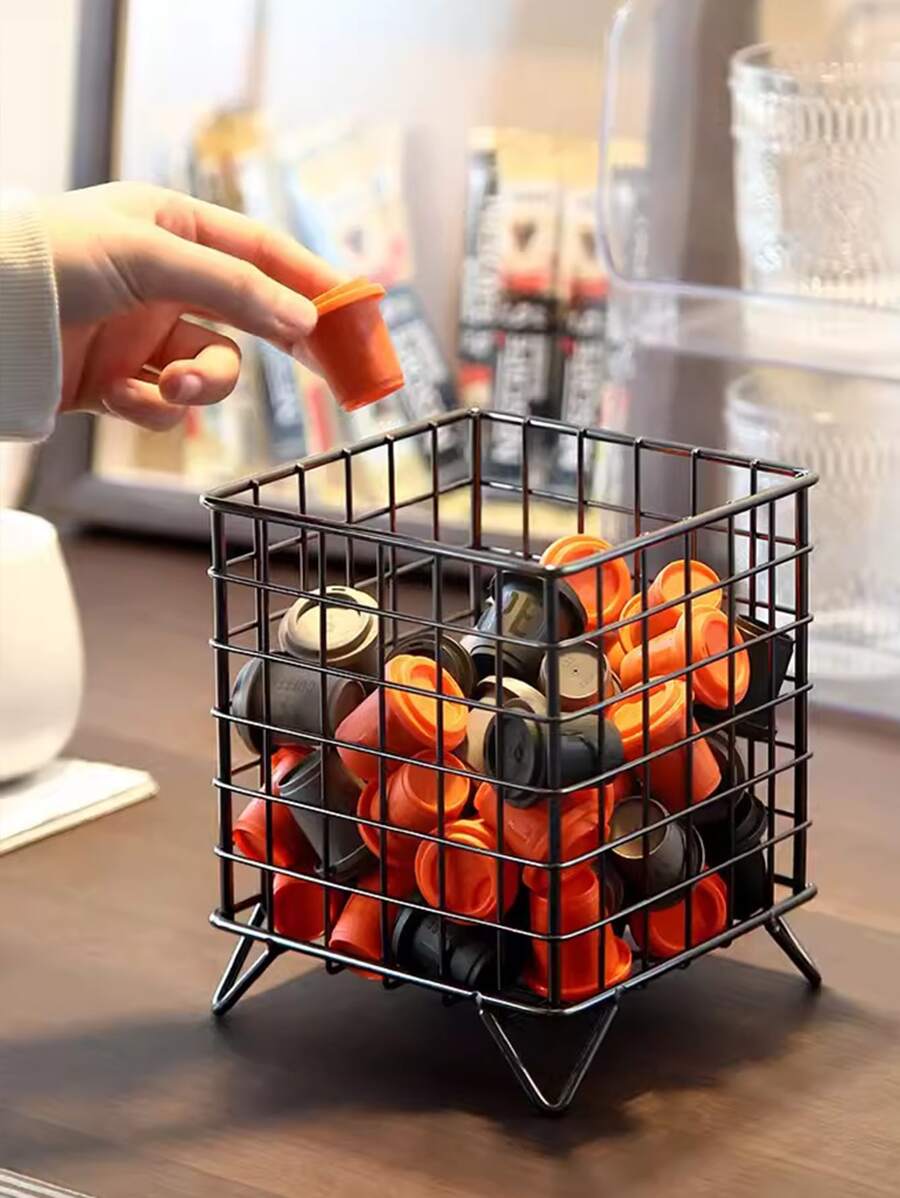 Caja de almacenamiento de café de metal y hierro, canasta para bolas de ...