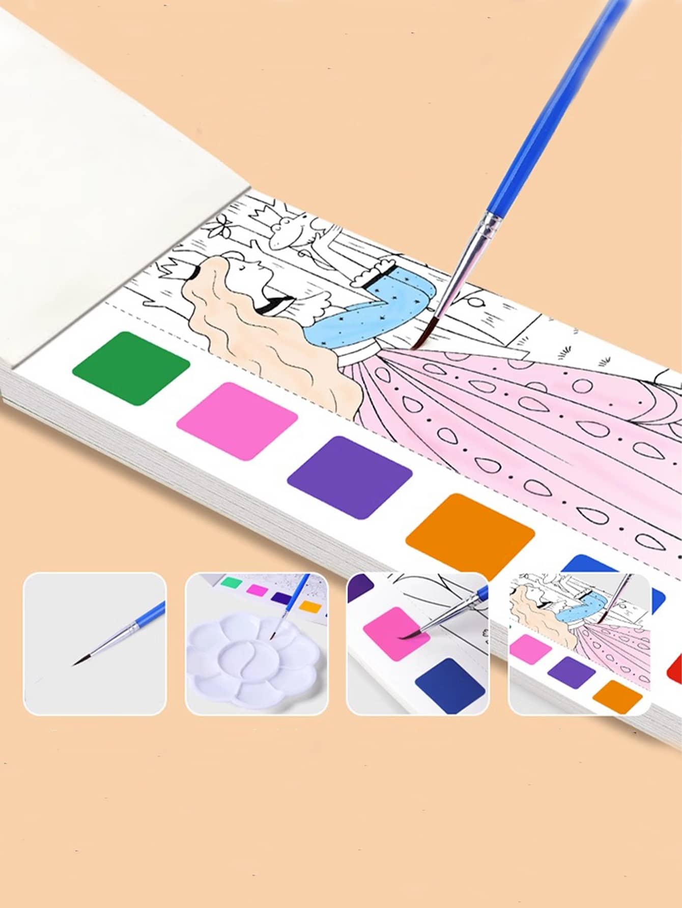 12pcs Coloring Memo Pad + 1pc Coloring Brush Pen, Children's Coloring ...