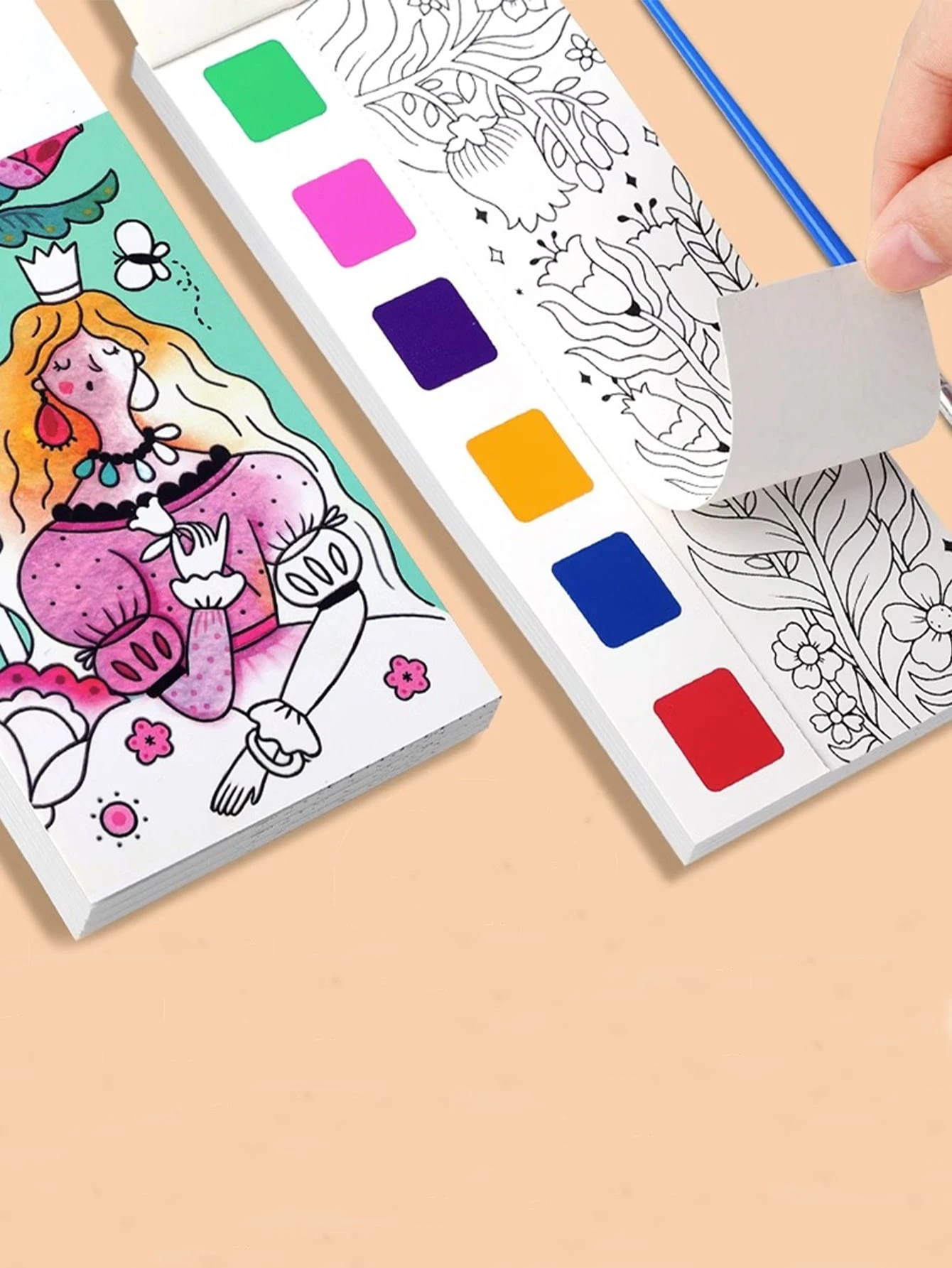 12pcs Coloring Memo Pad + 1pc Coloring Brush Pen, Children's Coloring ...