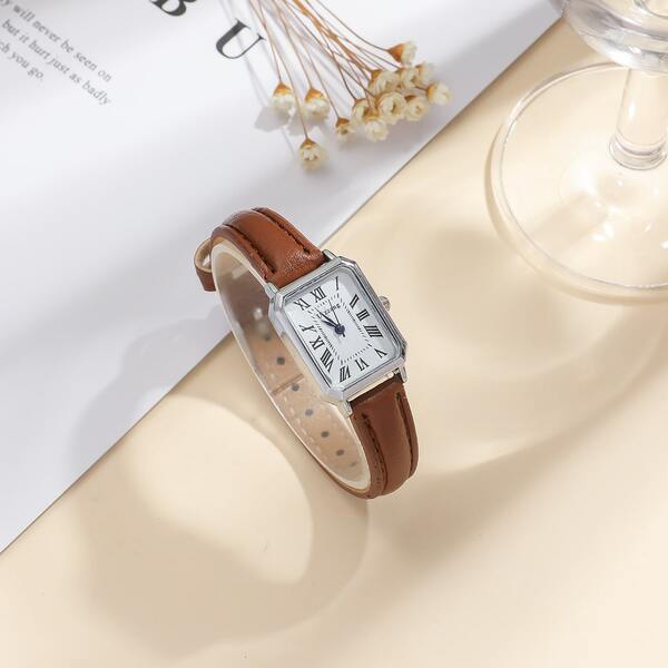 Women's Watch Vintage Style Roman Numerals Blue Dial Stainless Steel ...