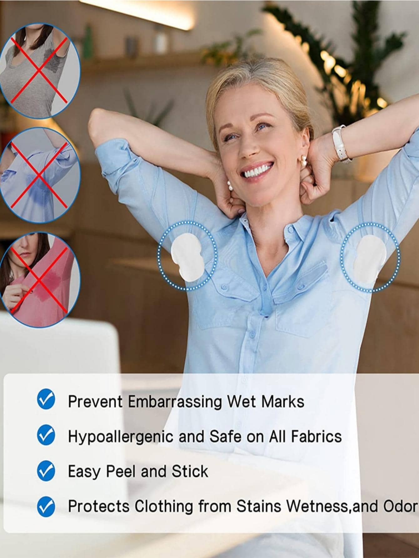 30pcs Simple White Absorbent Antiperspirant Sticker, Portable ...