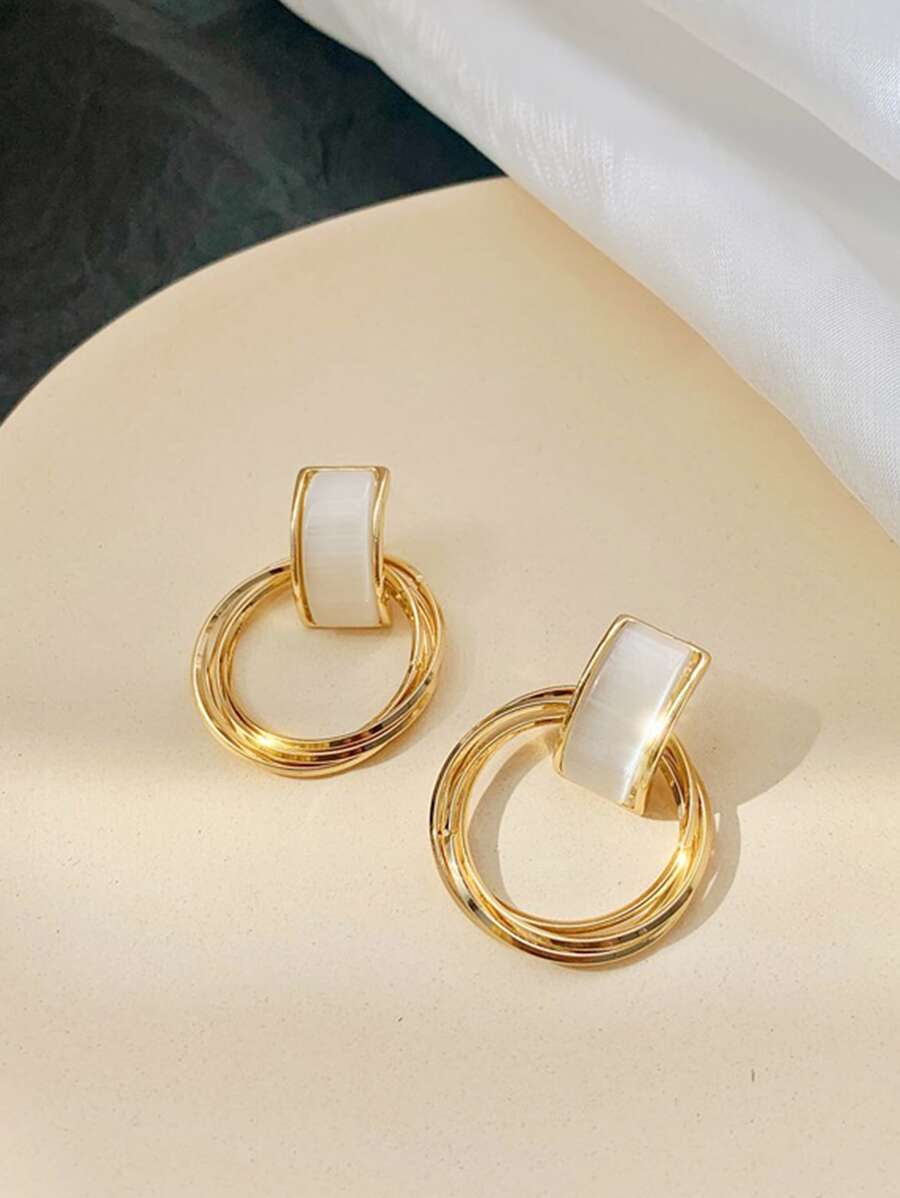 Pendientes largos círculo | Moda de Mujer | SHEIN México