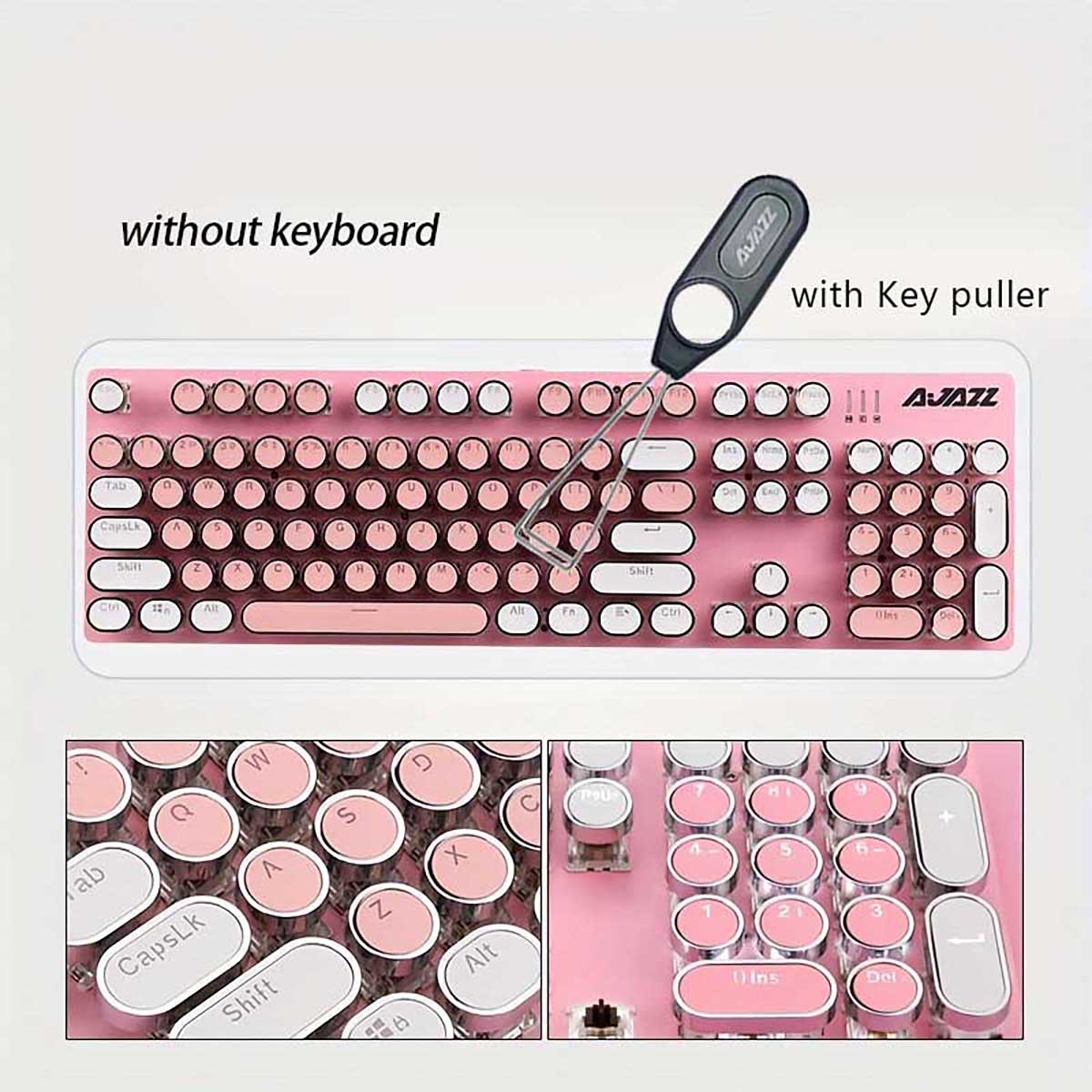 AJAZZ 104pcs White Powder Electroplated Punk Vintage Round Key Caps ...