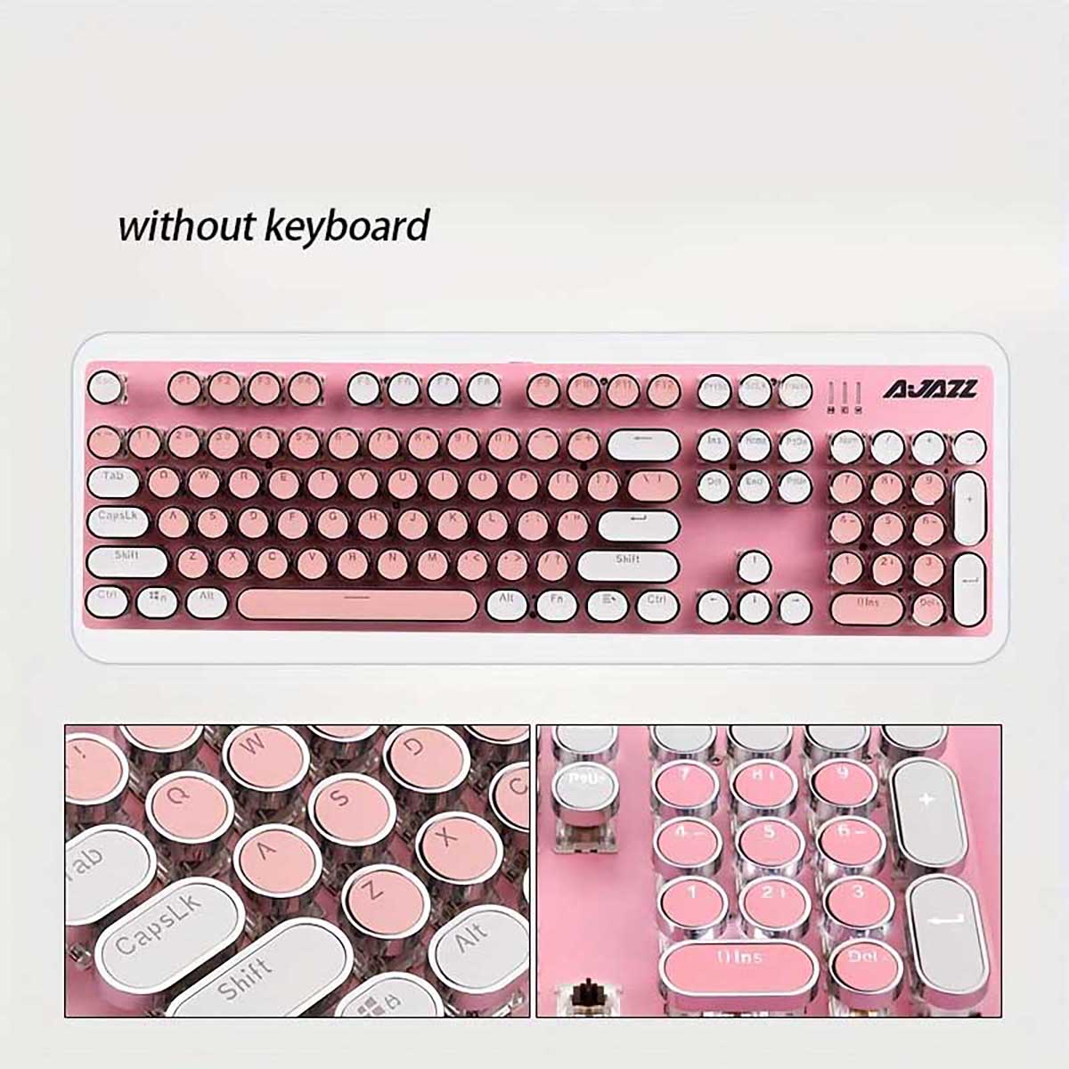 AJAZZ 104pcs White Powder Electroplated Punk Vintage Round Key Caps ...