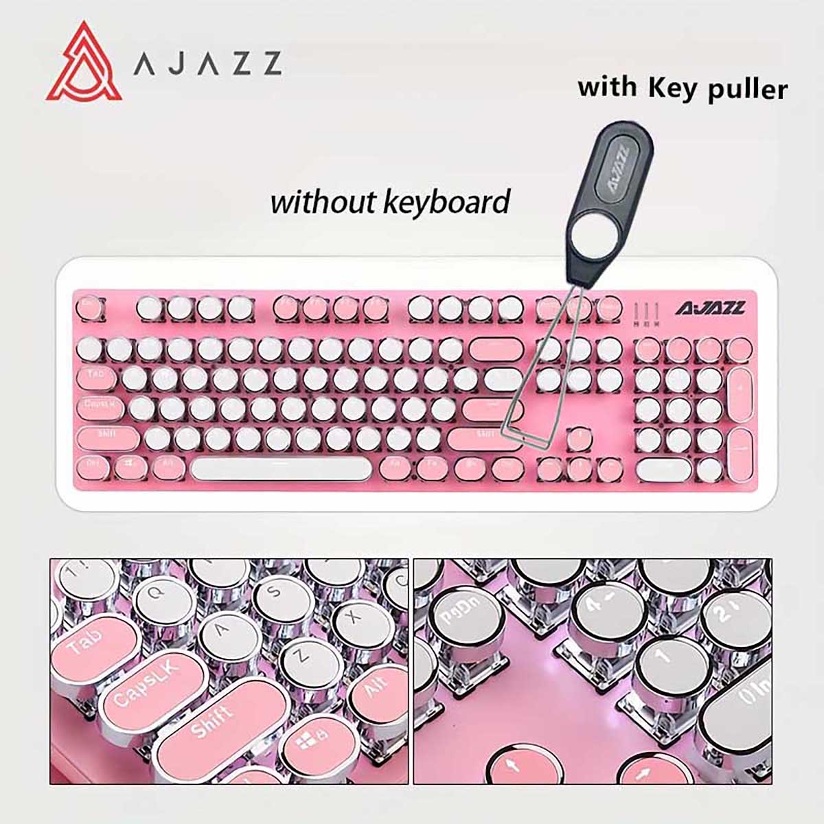 AJAZZ 104pcs White Powder Electroplated Punk Vintage Round Key Caps ...