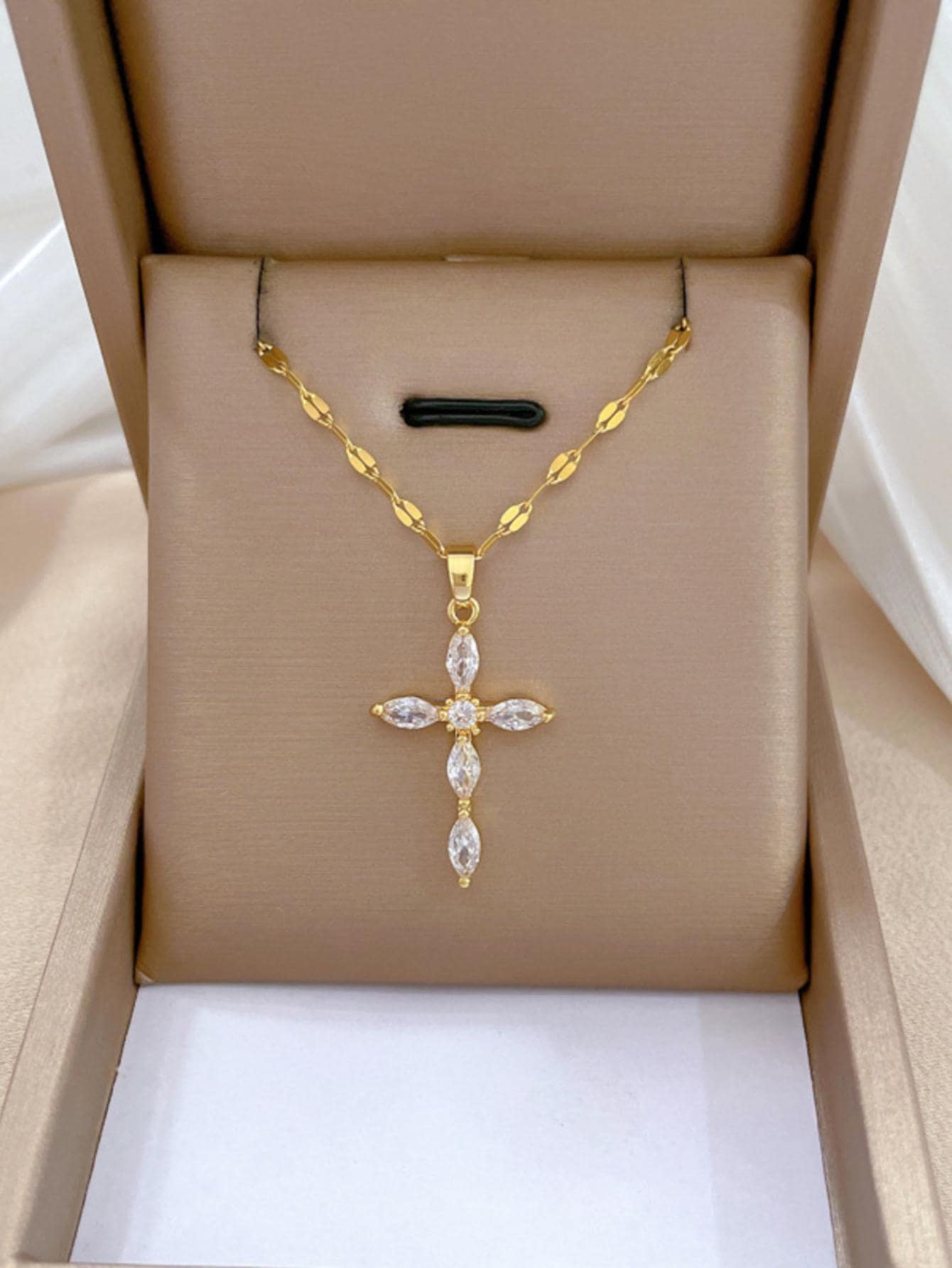 One Piece Stainless Steel Chain Multi Color Crystal Cross Pendant ...