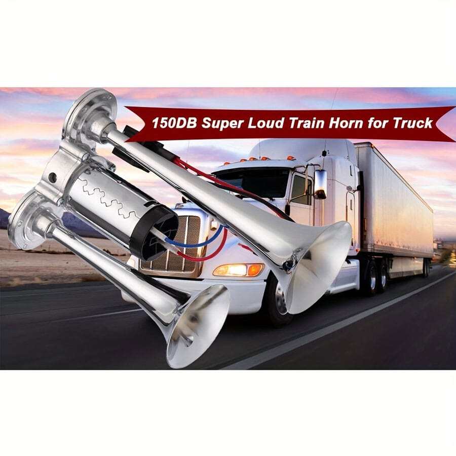 Dual Truck Trumpets, 150db Super Loud Air Horn Speaker, for Any 24V Vehicles Trucks Lorrys ...