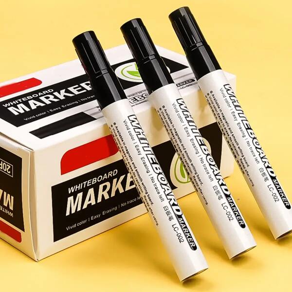 10pcs Whiteboard Markers, Black Highlighters Boxed Broad Nib Marker ...