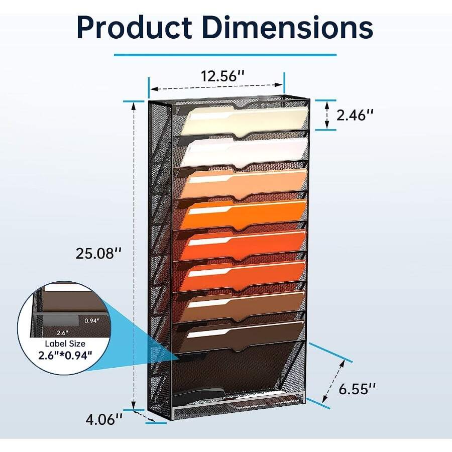 10-Tier Wall File Organizer Hanging Wall File Holder for Papers ...