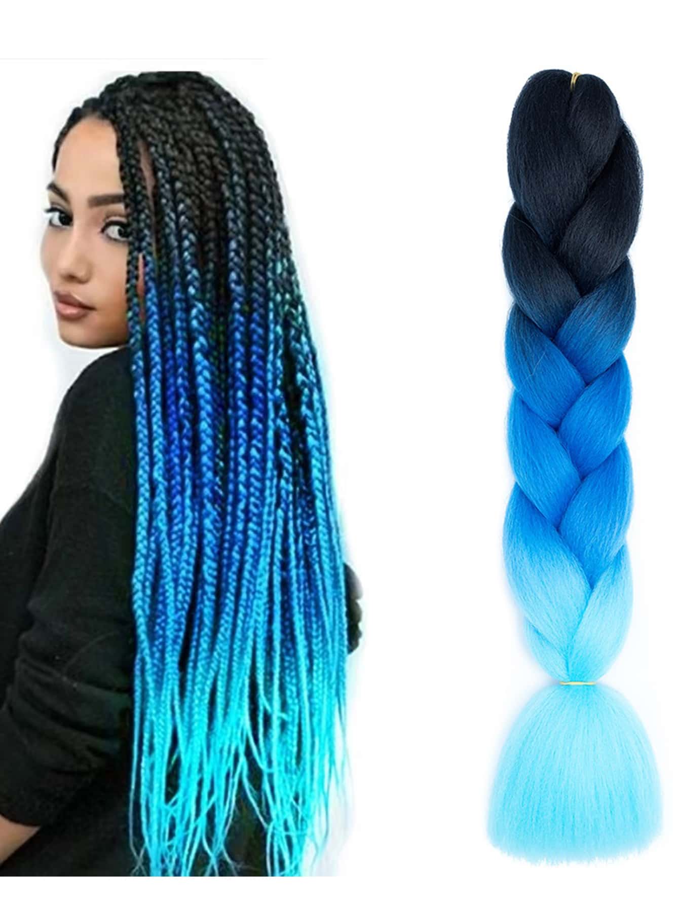 Yaki Straight Jumbo Braid Hair Extensions 24Inches Pre Stretched Ombre ...
