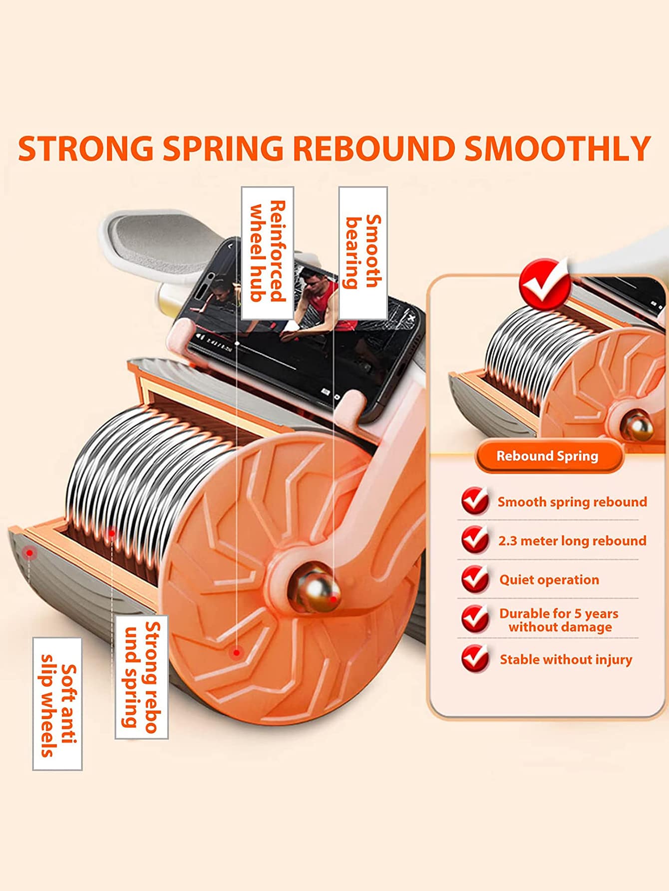 1pc Ab Roller Wheel With Knee Pad, Core Exercise Fitness Equipment For ...