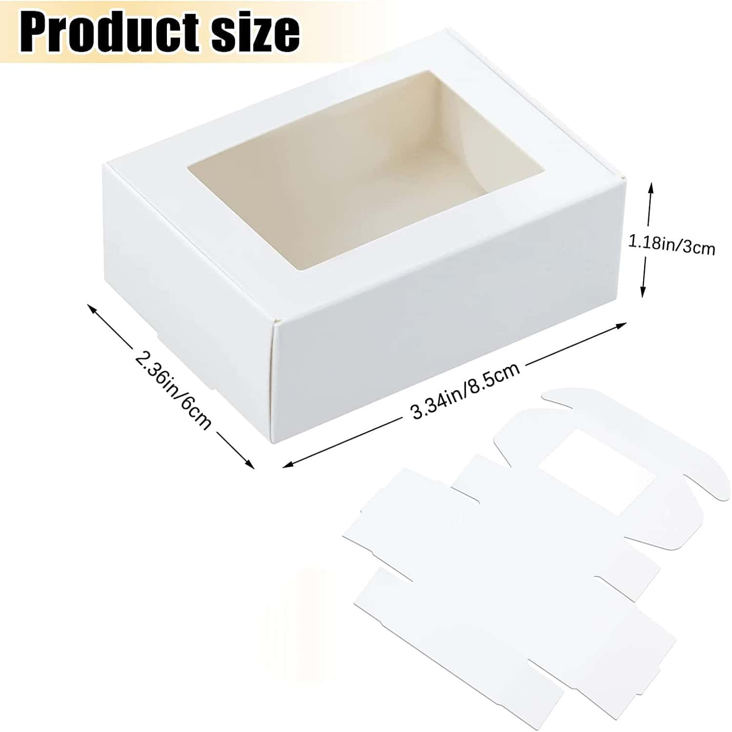 10 Packs Small Rectangle Kraft Paper Boxes with Clear Windows,3.33" x 2 ...