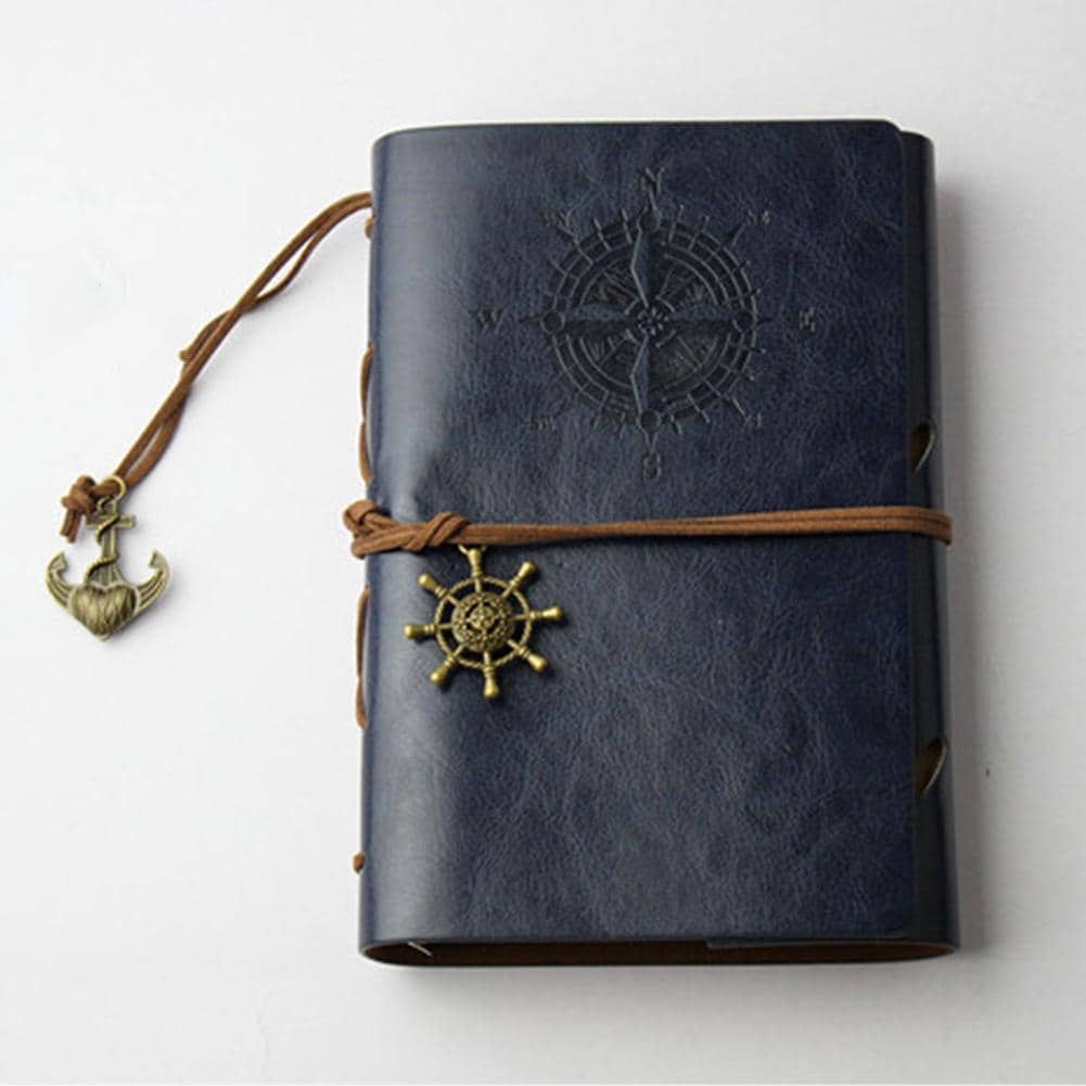 Retro Spiral Notebook Diary Notepad Vintage Pirate Anchors PU Leather ...